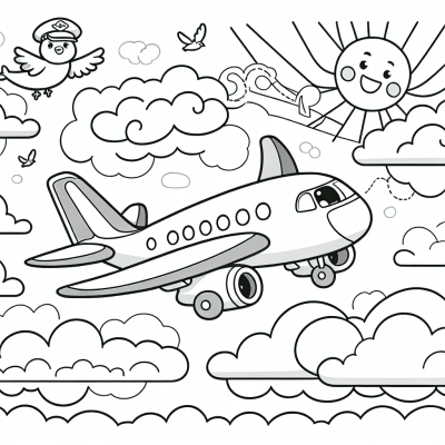 Coloring Page: Engaging Airplane Color Page for Kids