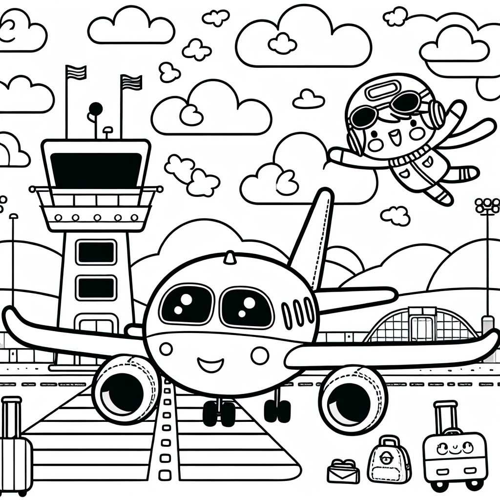 Coloring Page: Airplane Adventure Color Page for Kids
