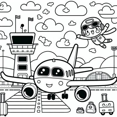 Coloring Page: Airplane Adventure Color Page for Kids