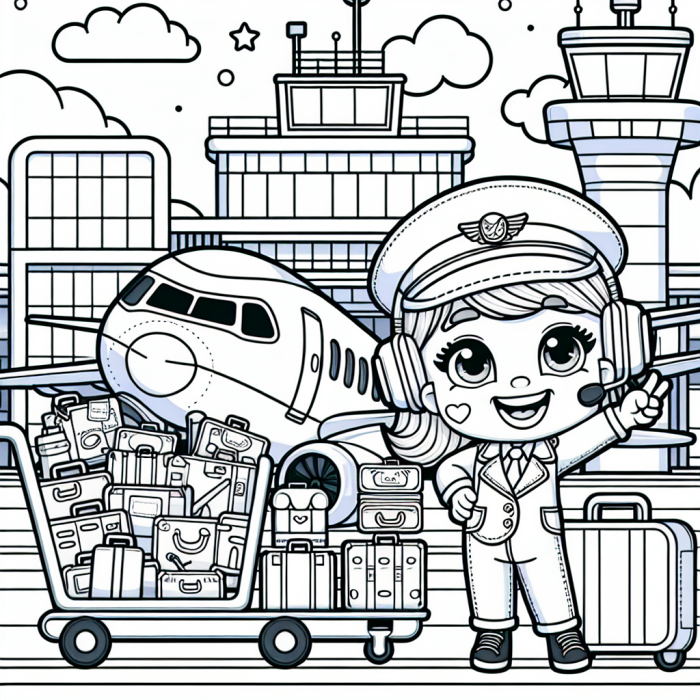 Coloring Page: Fun Airport Color Page for Kids
