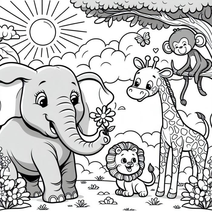 Coloring Page: Fun Animal Color Page for Kids