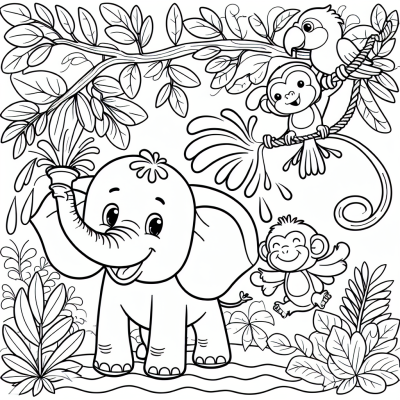 Coloring Page: Vibrant Jungle Fun Color Page for Kids