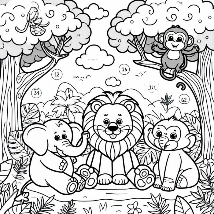 Coloring Page: Color Page for Kids: Enchanting Forest Animals