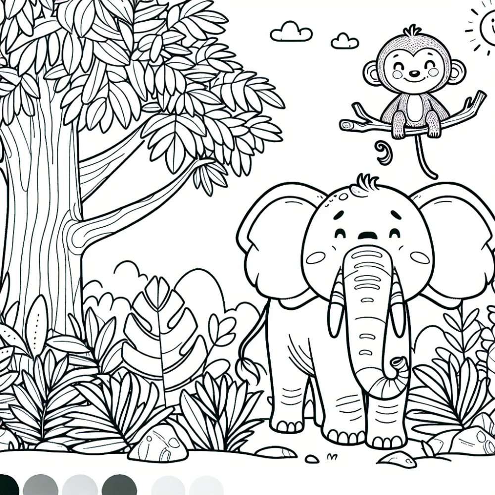 Coloring Page: Fun Jungle Color Page for Kids