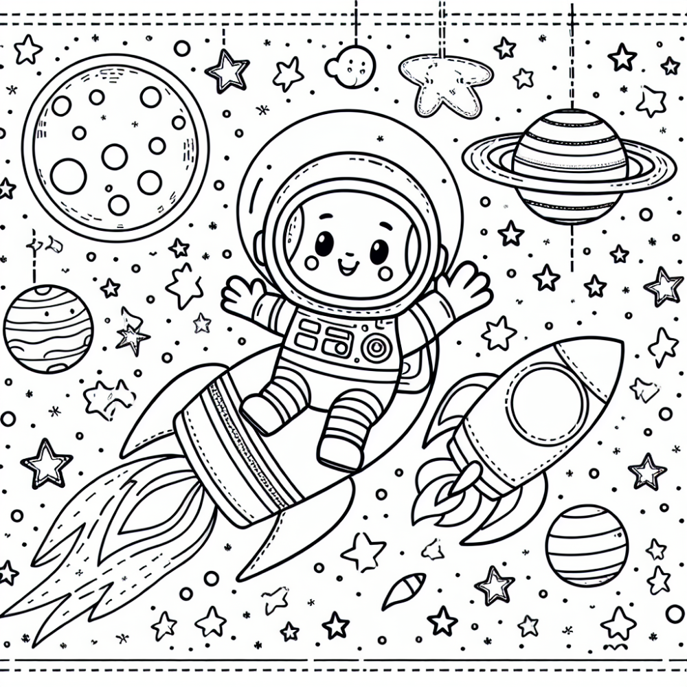 Coloring Page: Exciting Space Adventure Color Page for Kids