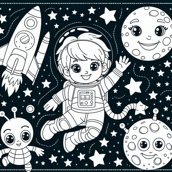 Coloring Page: Fun Space Adventure Color Page for Kids