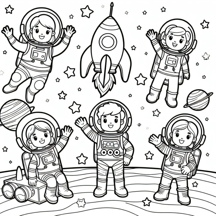 Coloring Page: Astronaut Themed Color Page for Kids - Fun and Educational