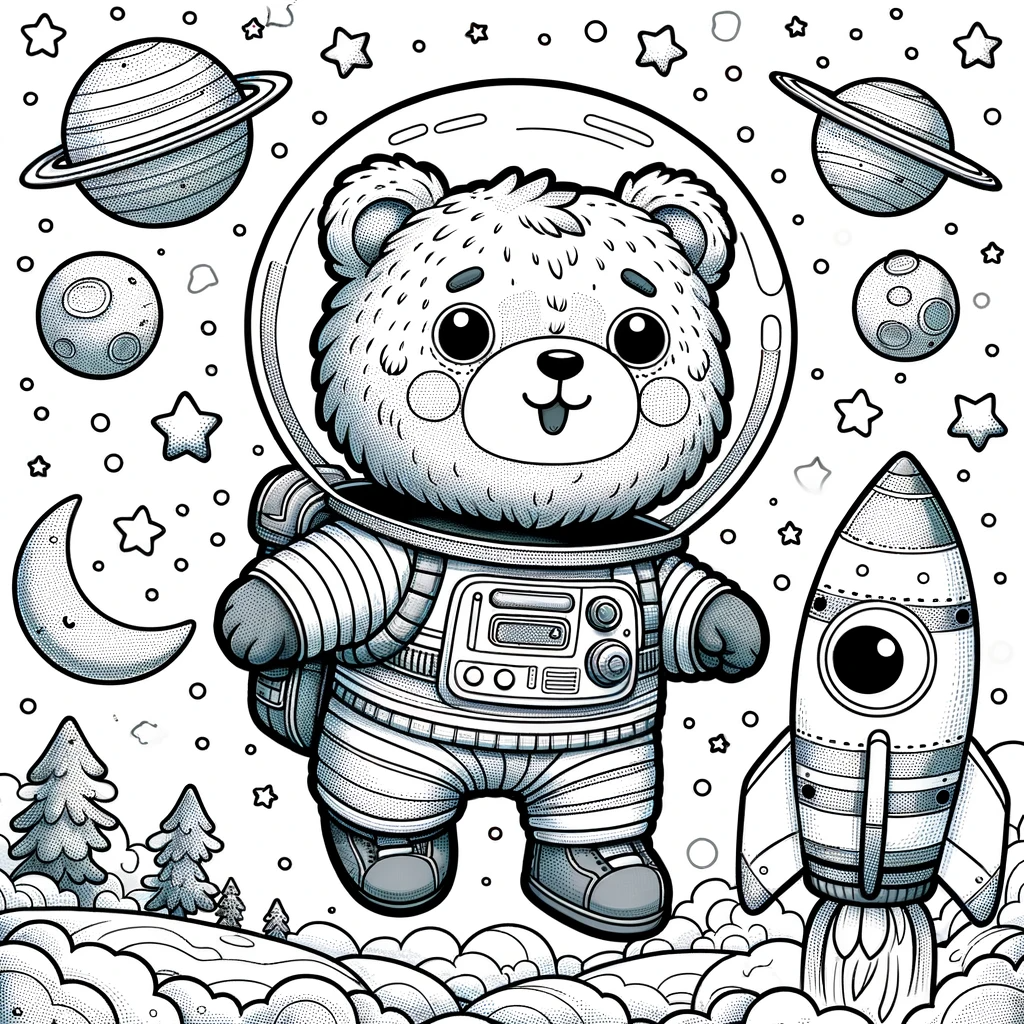 Coloring Page: Astronaut Bear Color Page for Kids - Creative Space ...