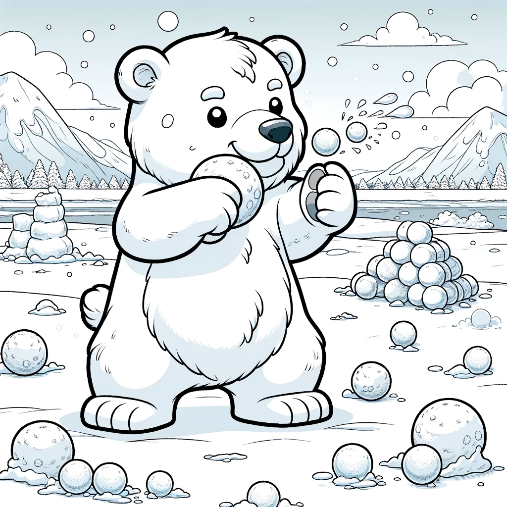 Coloring Page: Polar Bear Playtime A Free Color Page for Kids