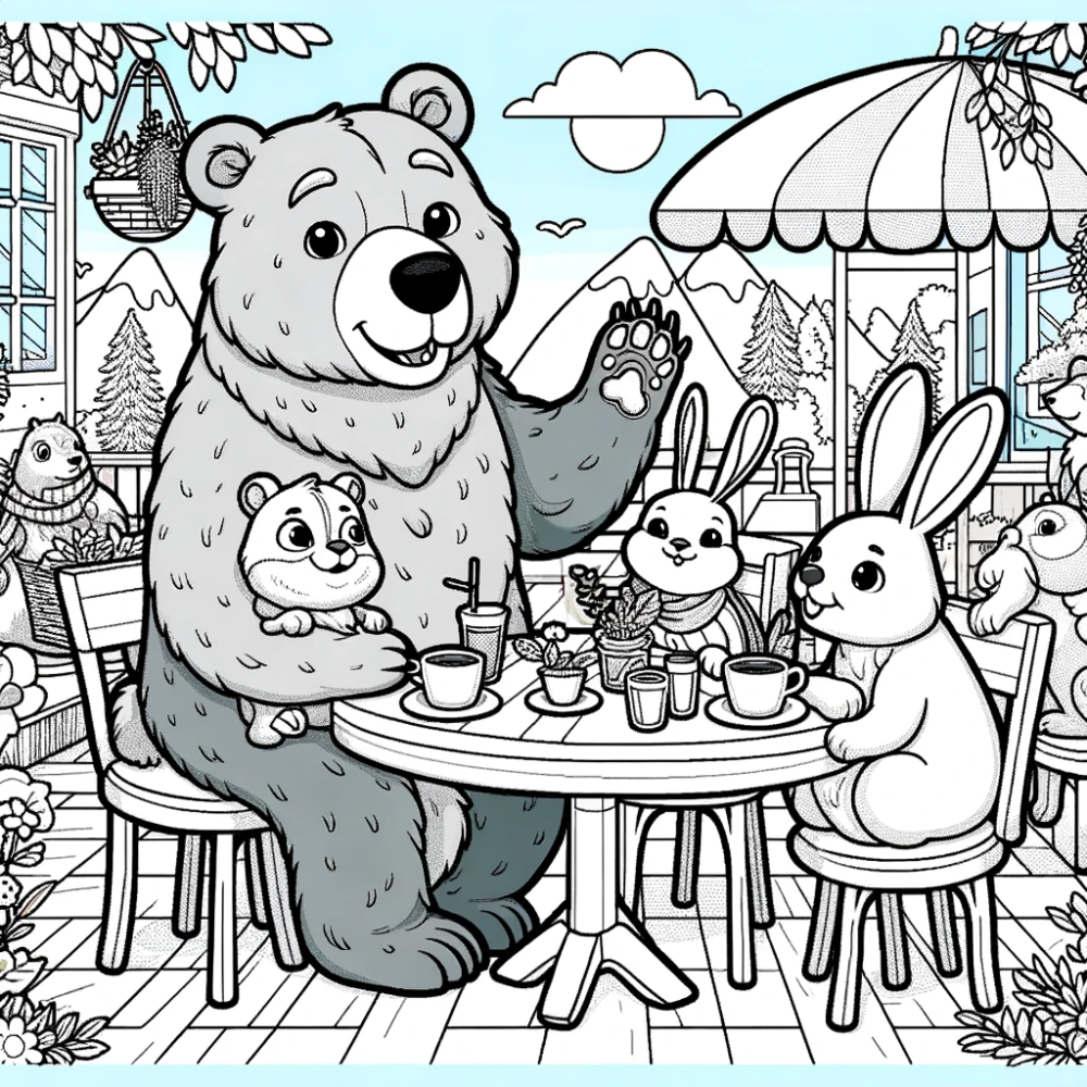 Coloring Page: Charming Animal Tea Party - Color Page for Kids
