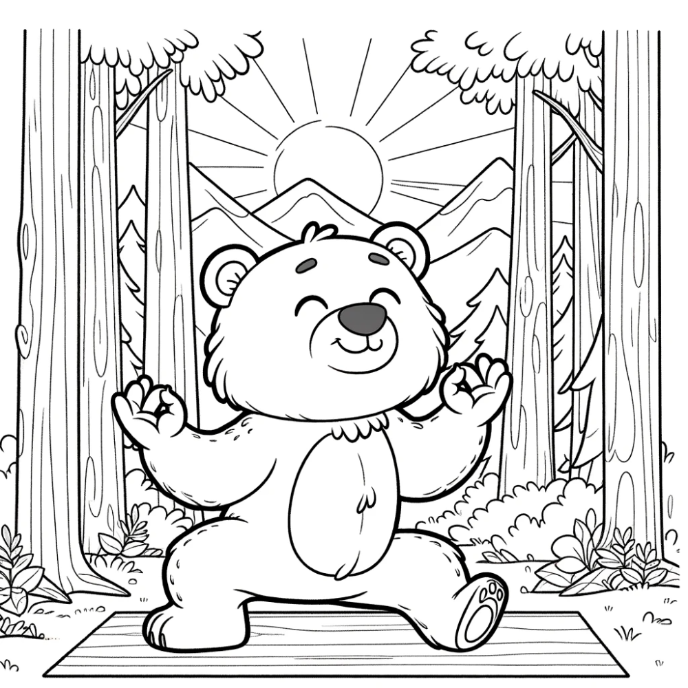 Coloring Page: Cheerful Bear Color Page for Kids - Fun Coloring Activity