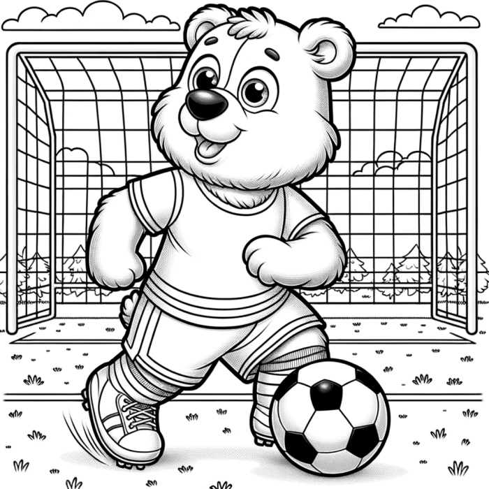 Coloring Page: Soccer Bear Color Page for Kids Creative Coloring Fun