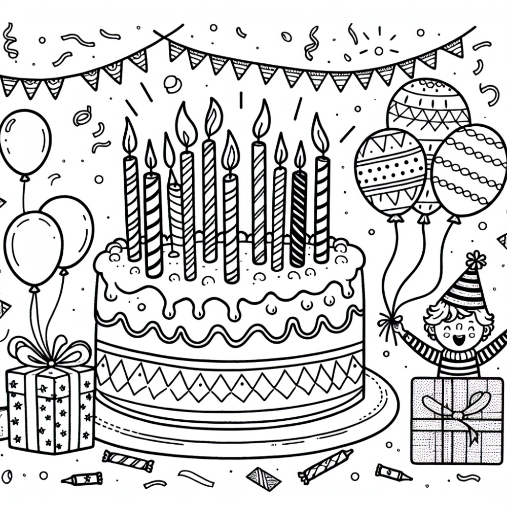 Coloring Page: Fun Birthday Color Page for Kids
