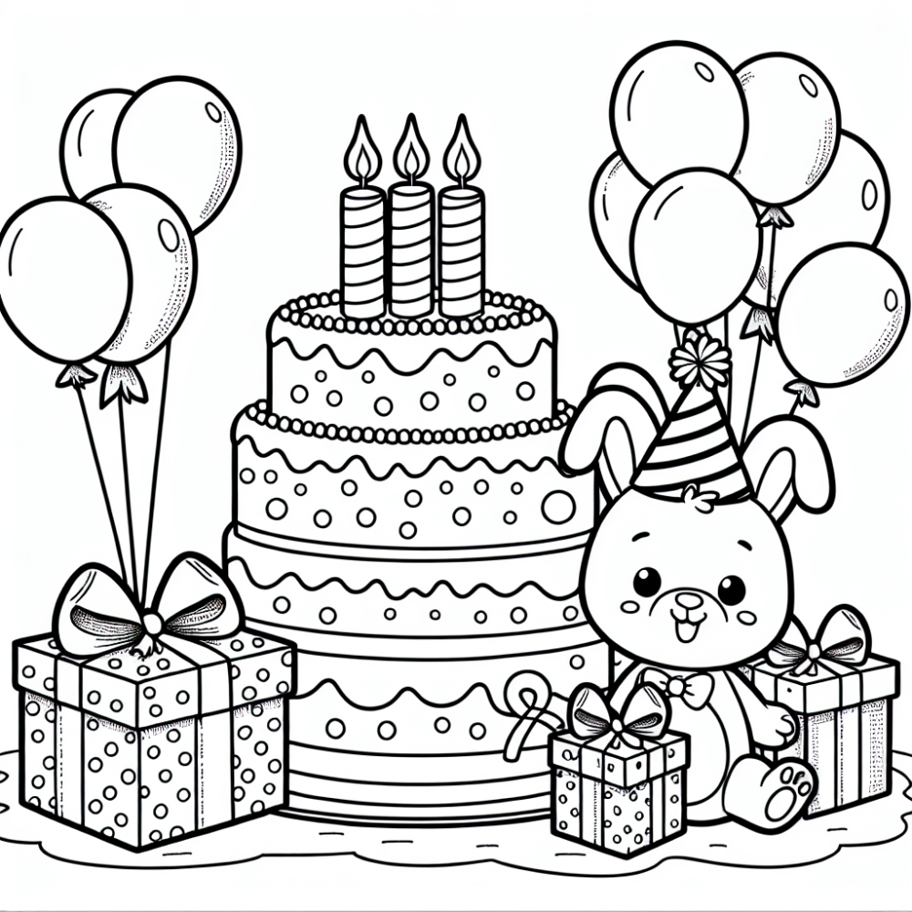 Coloring Page: Birthday Celebration Color Page for Kids