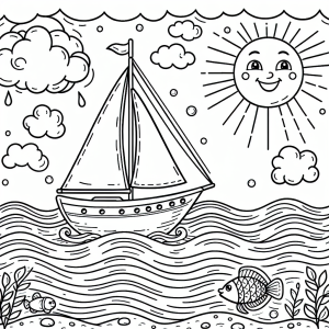 Coloring Page: Sailboat Color Page for Kids - Fun and Educational ...