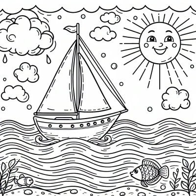 Coloring Page: Sailboat Color Page for Kids - Fun and Educational ...