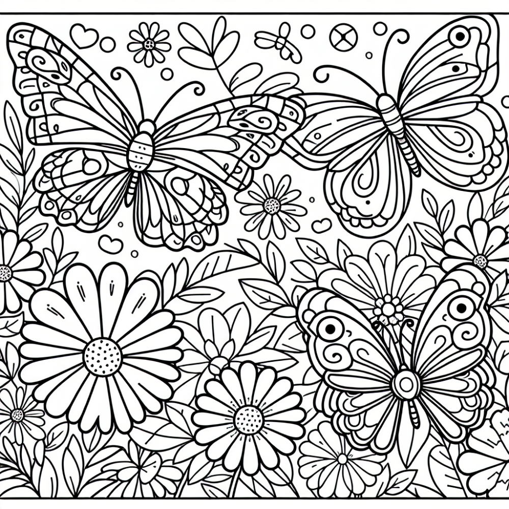 Coloring Page: Color Page for Kids Featuring Detailed Butterfly and ...