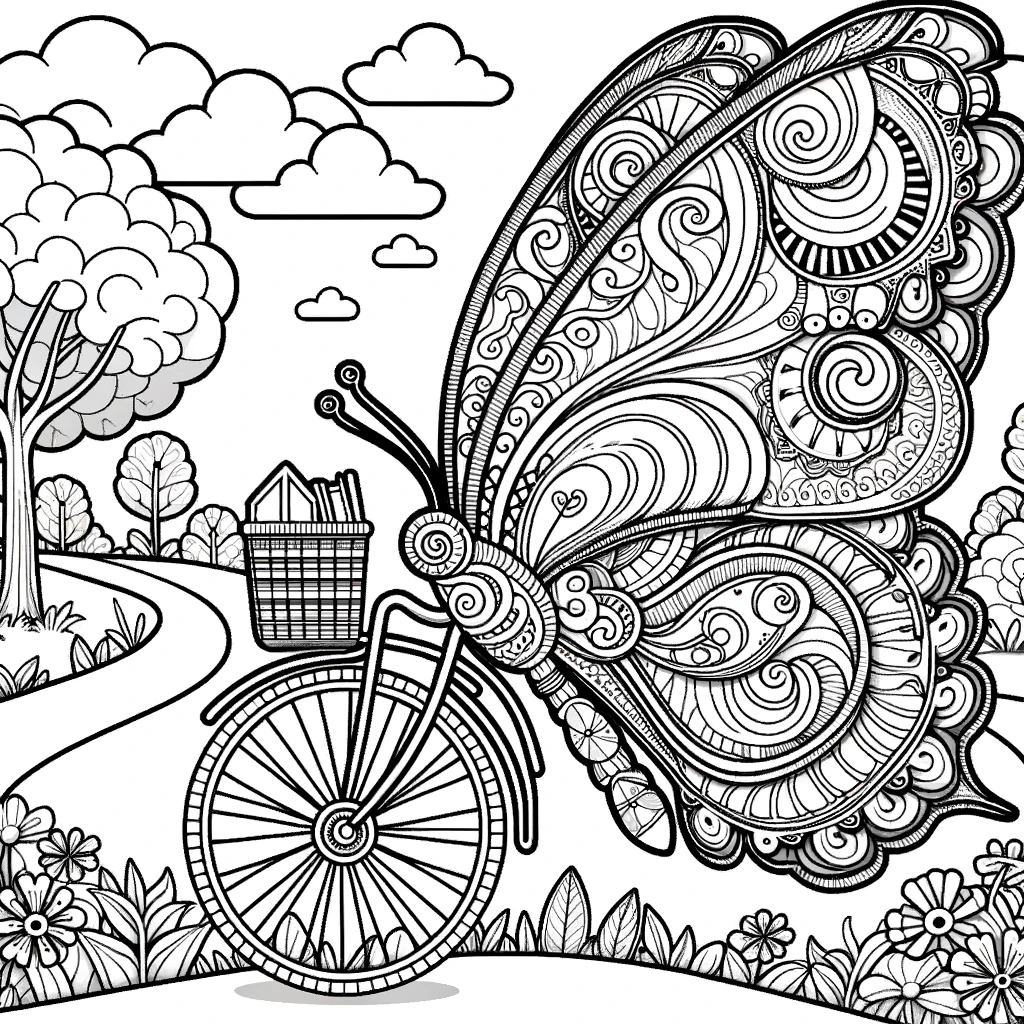 Coloring Page: Intricate Butterfly Color Page for Kids Creative Fun