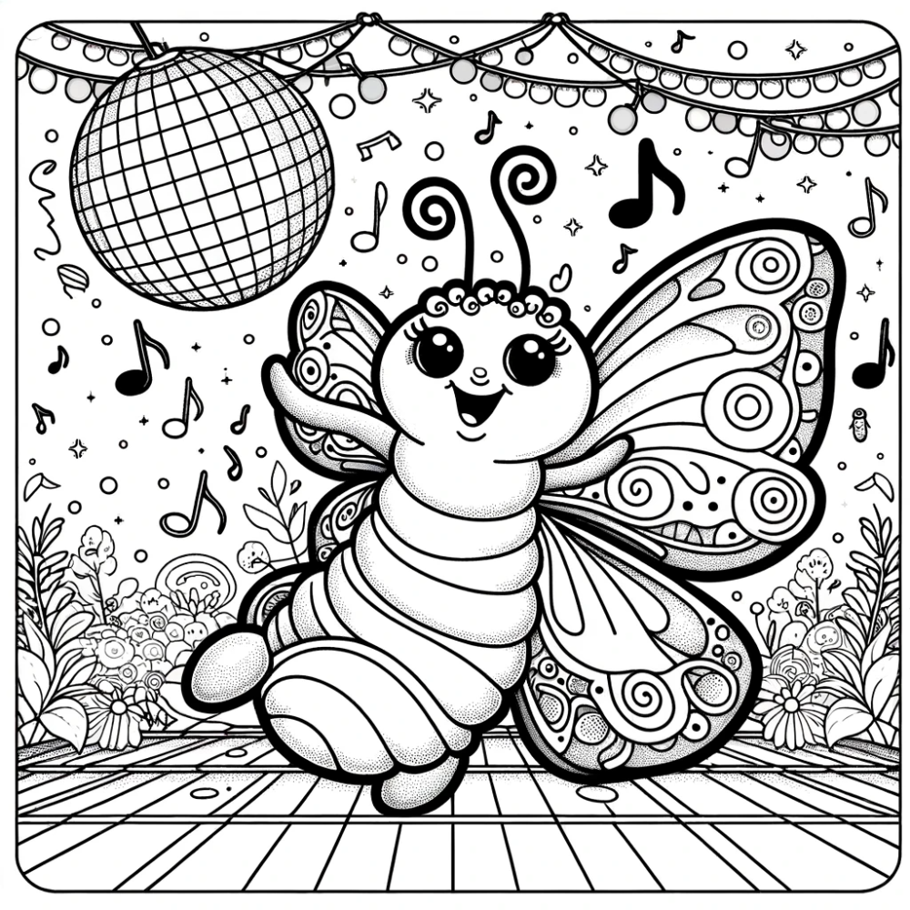 Coloring Page: Joyful Butterfly Dance - Engaging Color Page for Kids