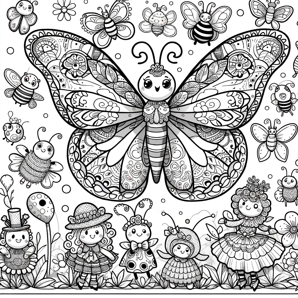 Coloring Page: Butterfly Garden Color Page for Kids - Spark Creativity