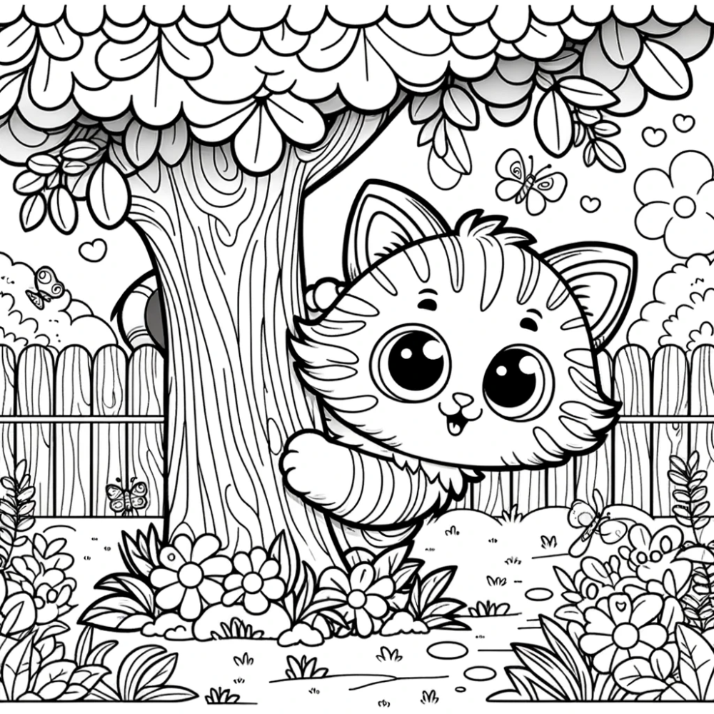Coloring Page: Adorable Kitten Waving - Free Color Page for Kids