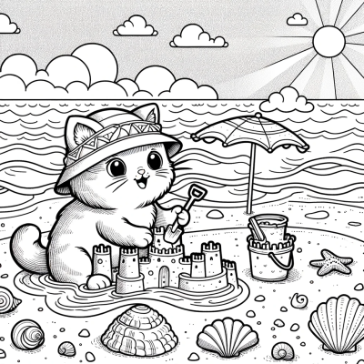 Coloring Page: Beach Fun Sandcastle - Color Page for Kids