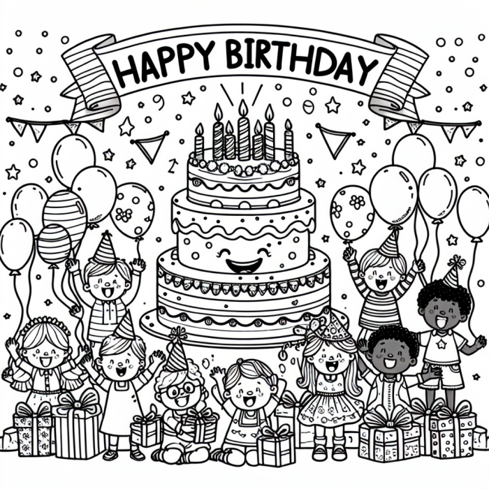 Coloring Page: Fun Birthday Party Color Page for Kids