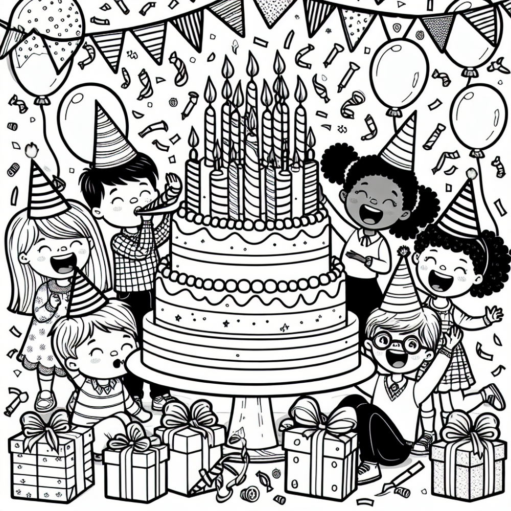 Coloring Page: Fun Birthday Party Color Page for Kids