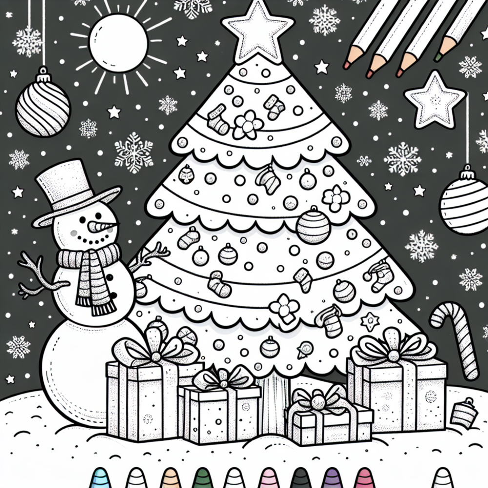Coloring Page: Festive Christmas Tree Color Page For Kids