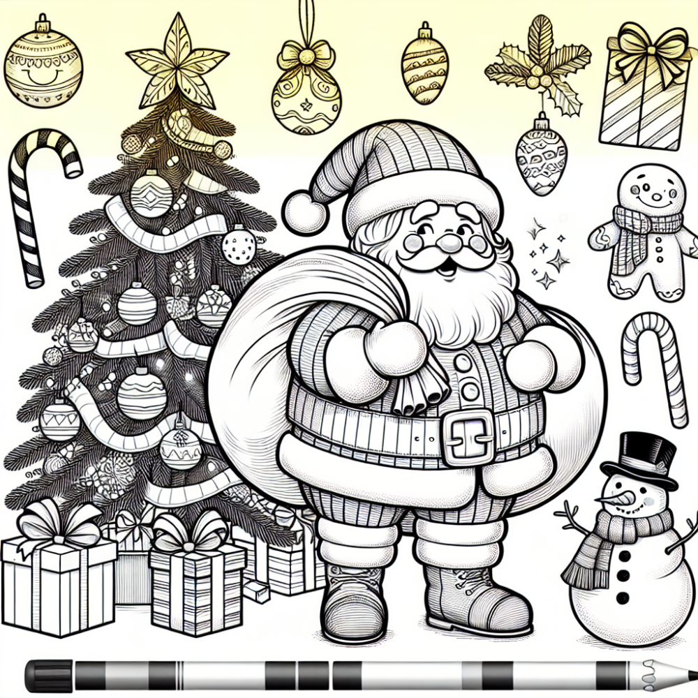 Coloring Page: Festive Christmas Santa Color Page for Kids