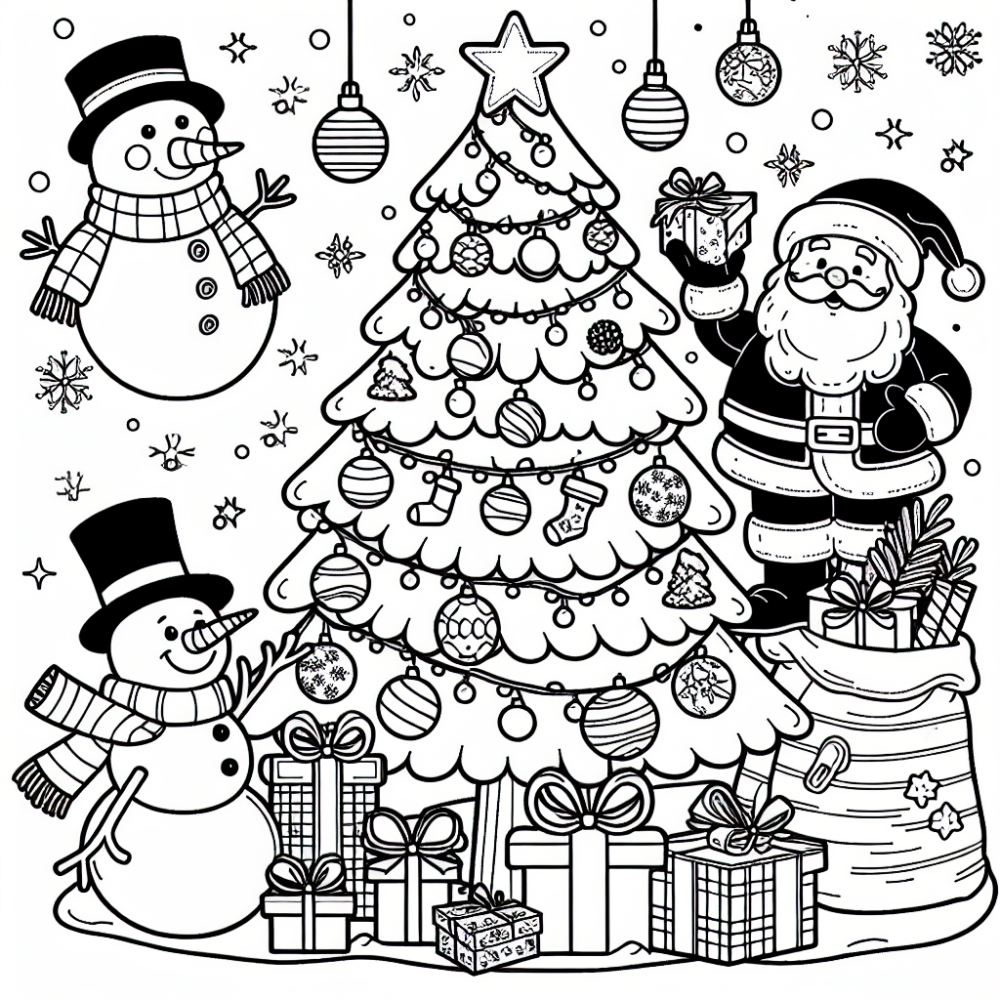 Coloring Page: Festive Christmas Color Page for Kids