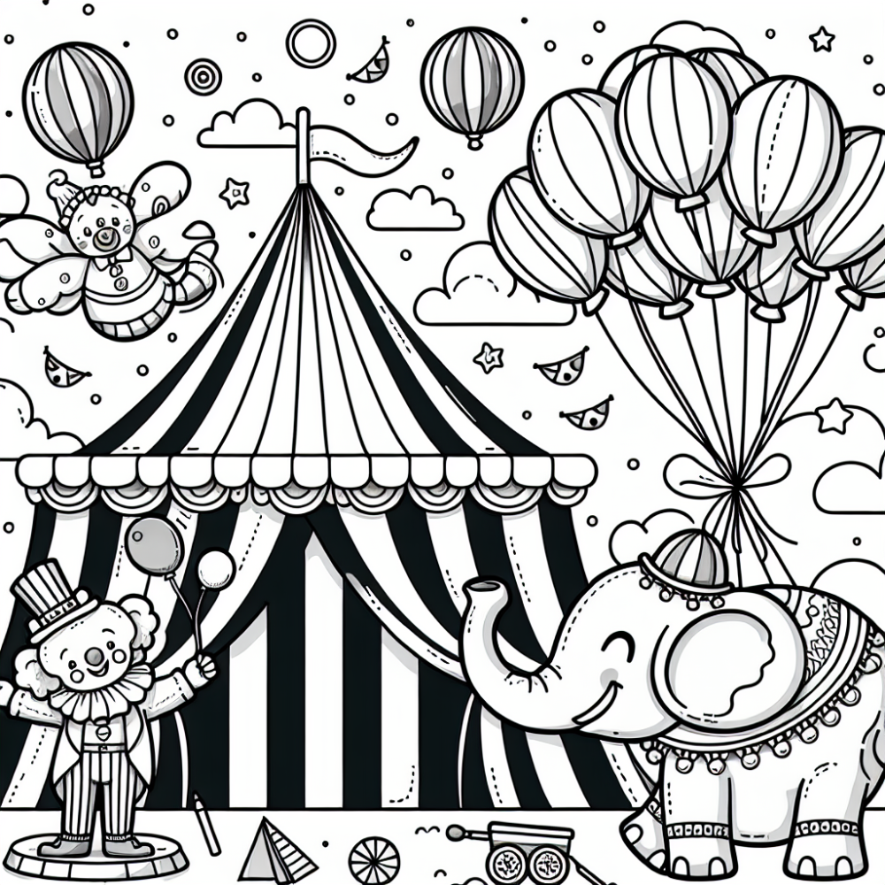 Coloring Page: Whimsical Circus Color Page for Kids
