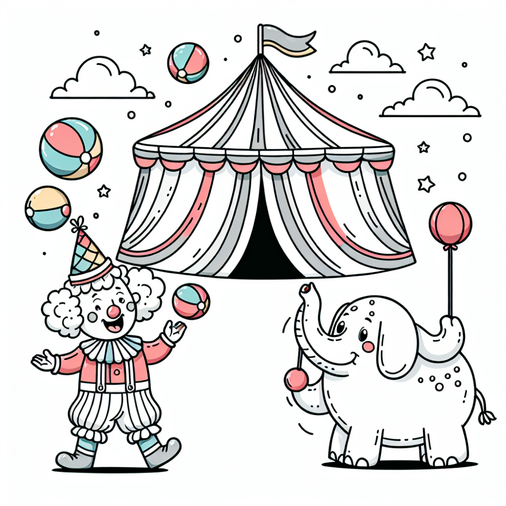 Coloring Page: Cheerful Circus Color Page for Kids