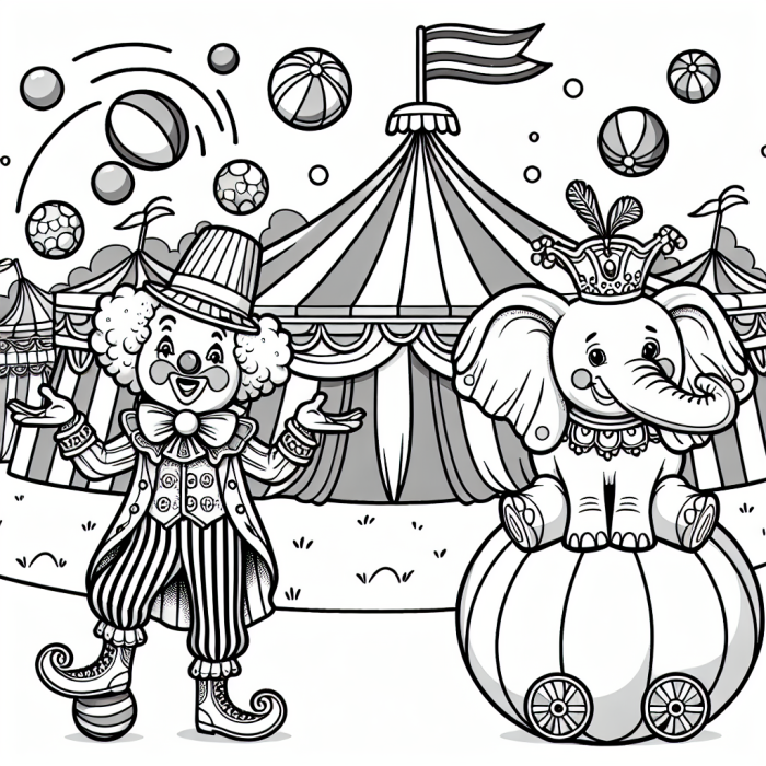 Coloring Page: Exciting Circus Color Page for Kids