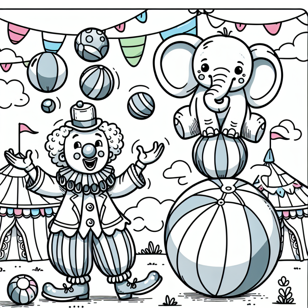 Coloring Page: Color Page for Kids Featuring a Cheerful Circus Scene