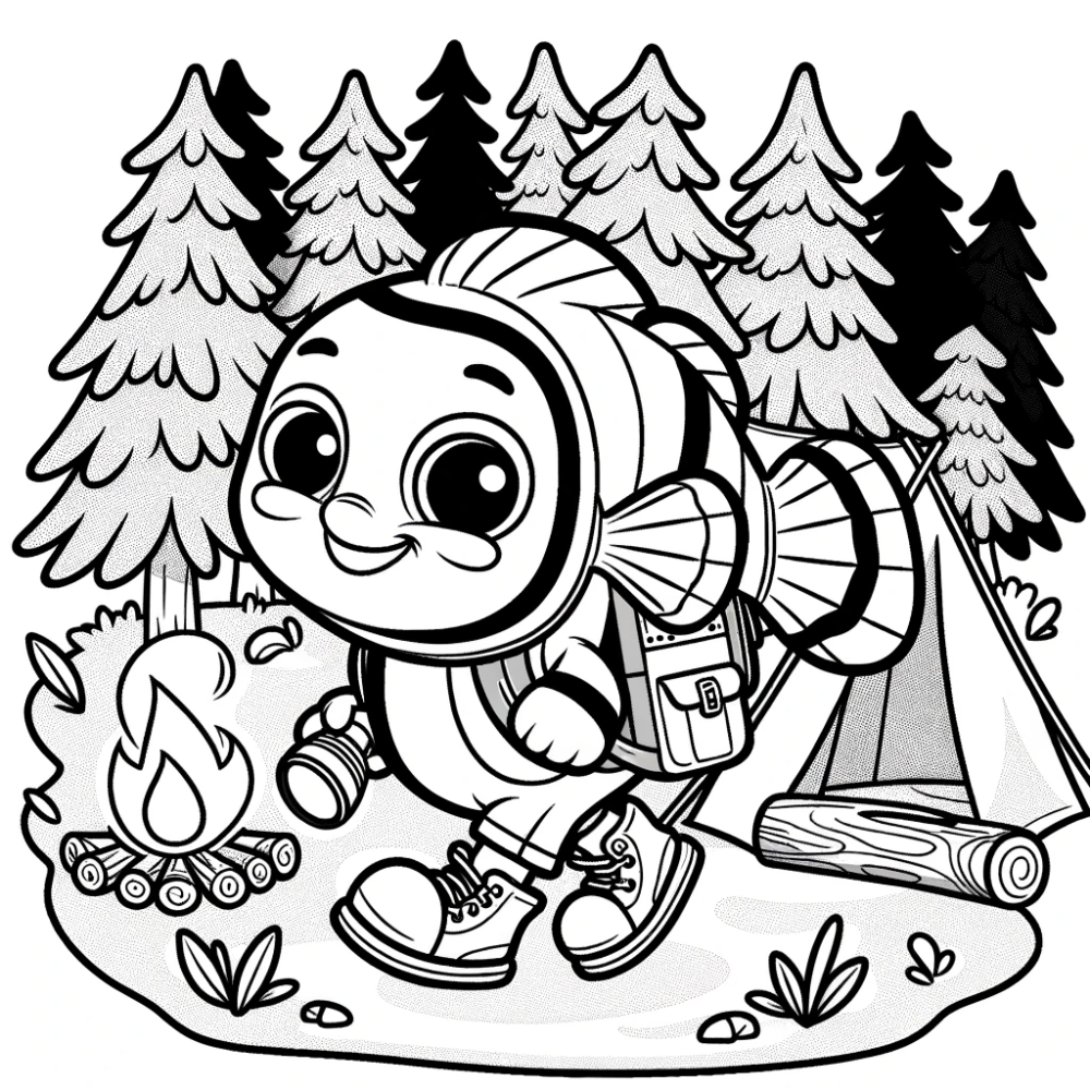 Coloring Page: Friendly Camping Adventure - Free Color Page for Kids