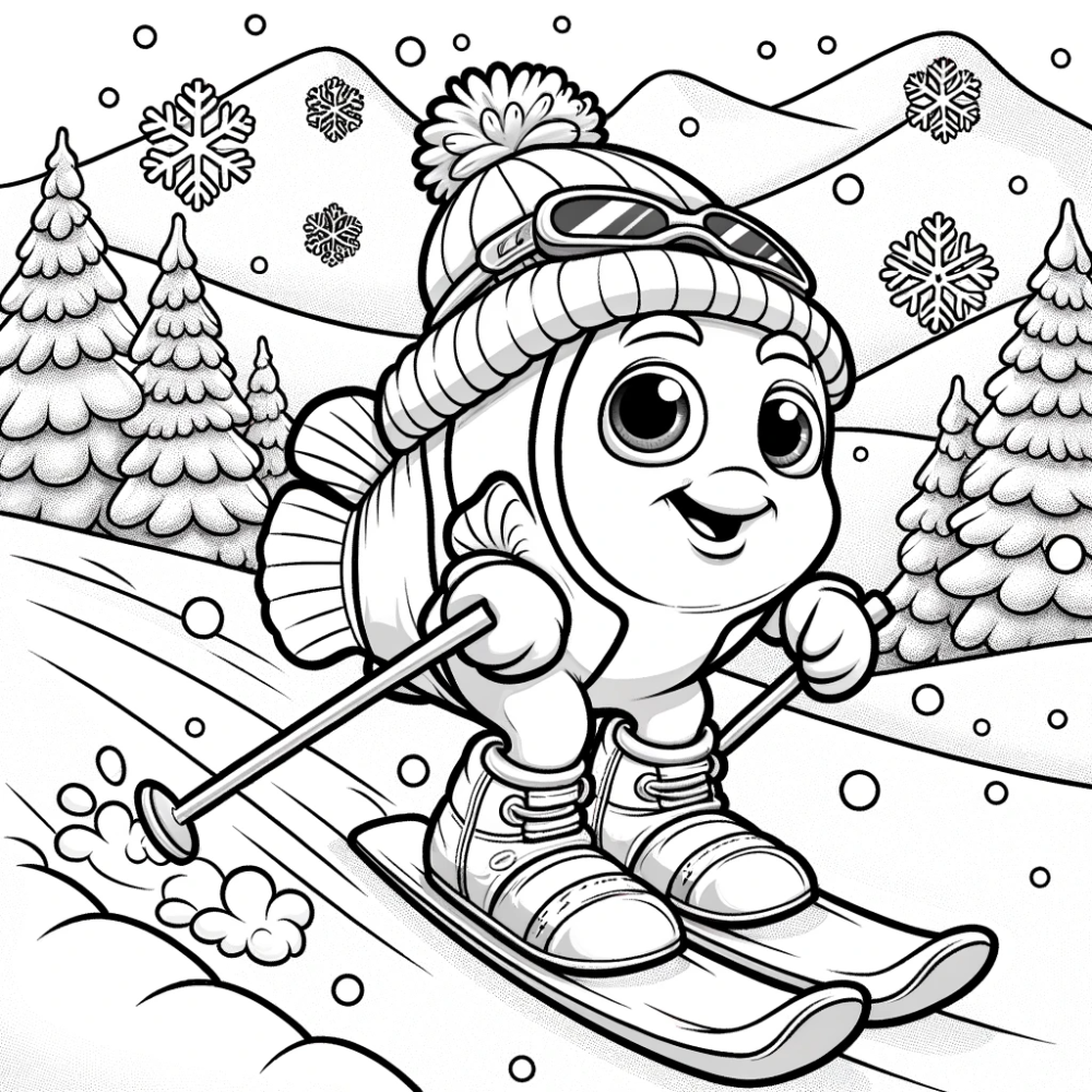 Coloring Page: Winter Ski Adventure - Free Printable Color Page for Kids