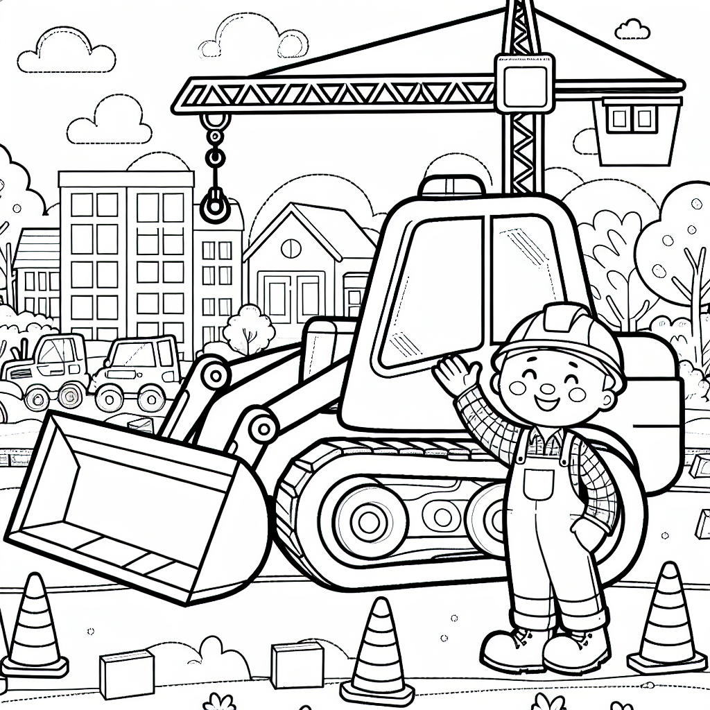 Coloring Page: Engaging Color Page for Kids: Construction Worker and ...