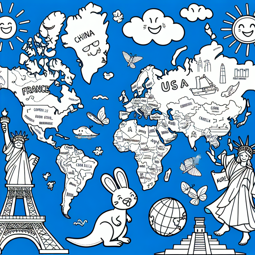Coloring Page: Global Adventure Color Page for Kids