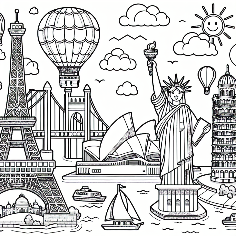 Coloring Page: Famous Monuments Color Page for Kids