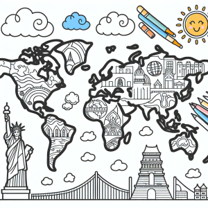 Coloring Page: World Landmarks Color Page for Kids - Fun & Educational ...