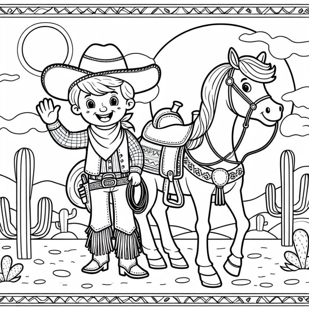 Coloring Page: Wild West Cowboy Color Page for Kids