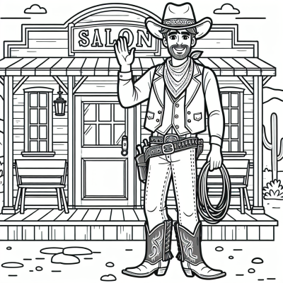 Coloring Page: Wild West Cowboy Color Page for Kids
