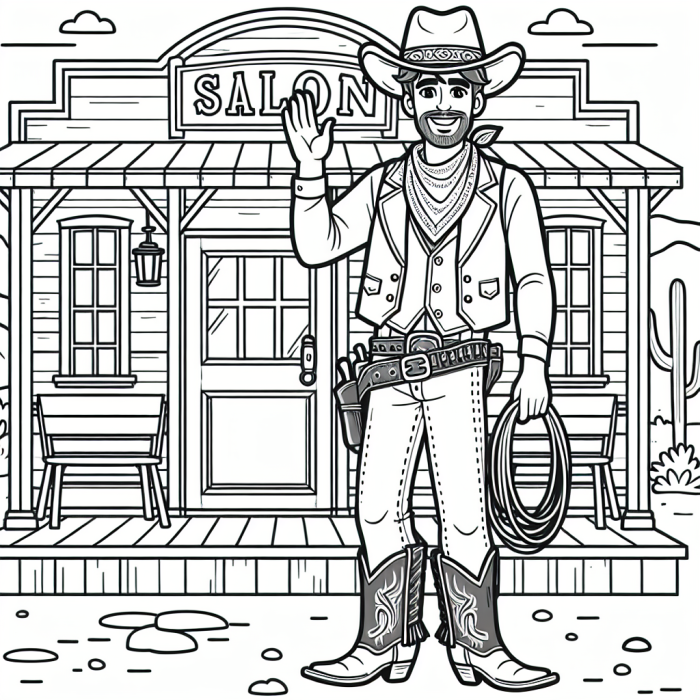 Coloring Page: Wild West Cowboy Color Page for Kids