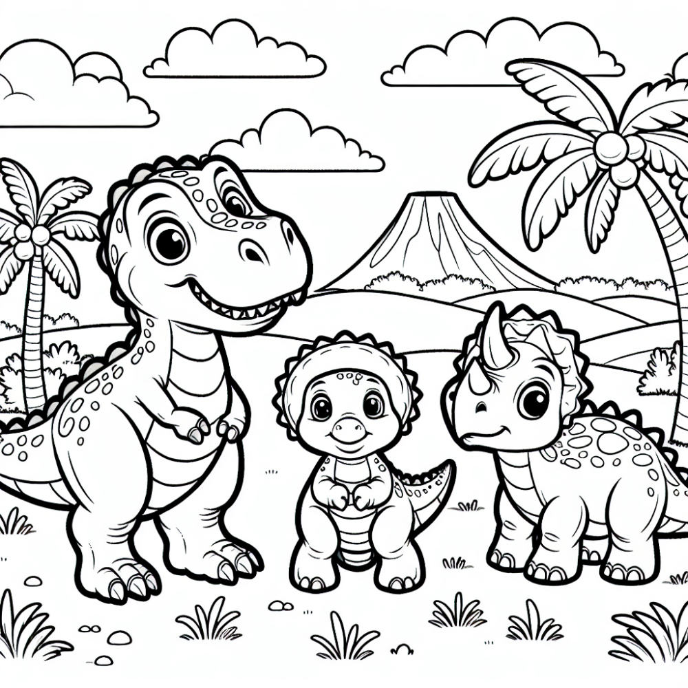 Coloring Page: Friendly Dinosaur Color Page for Kids