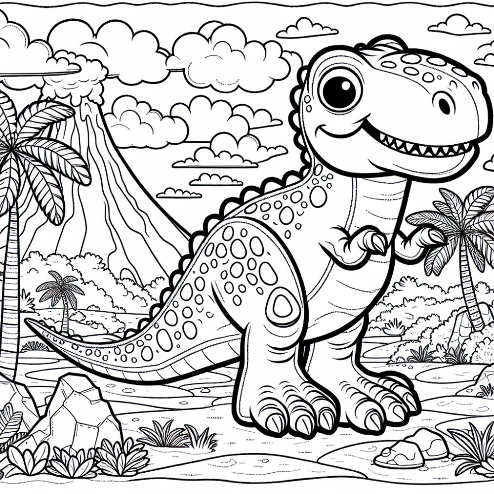 Coloring Page: Engaging Dinosaur Color Page for Kids