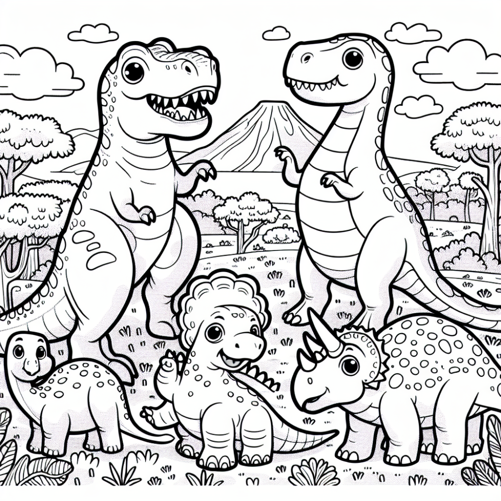 Coloring Page: Fun Dinosaur Color Page for Kids