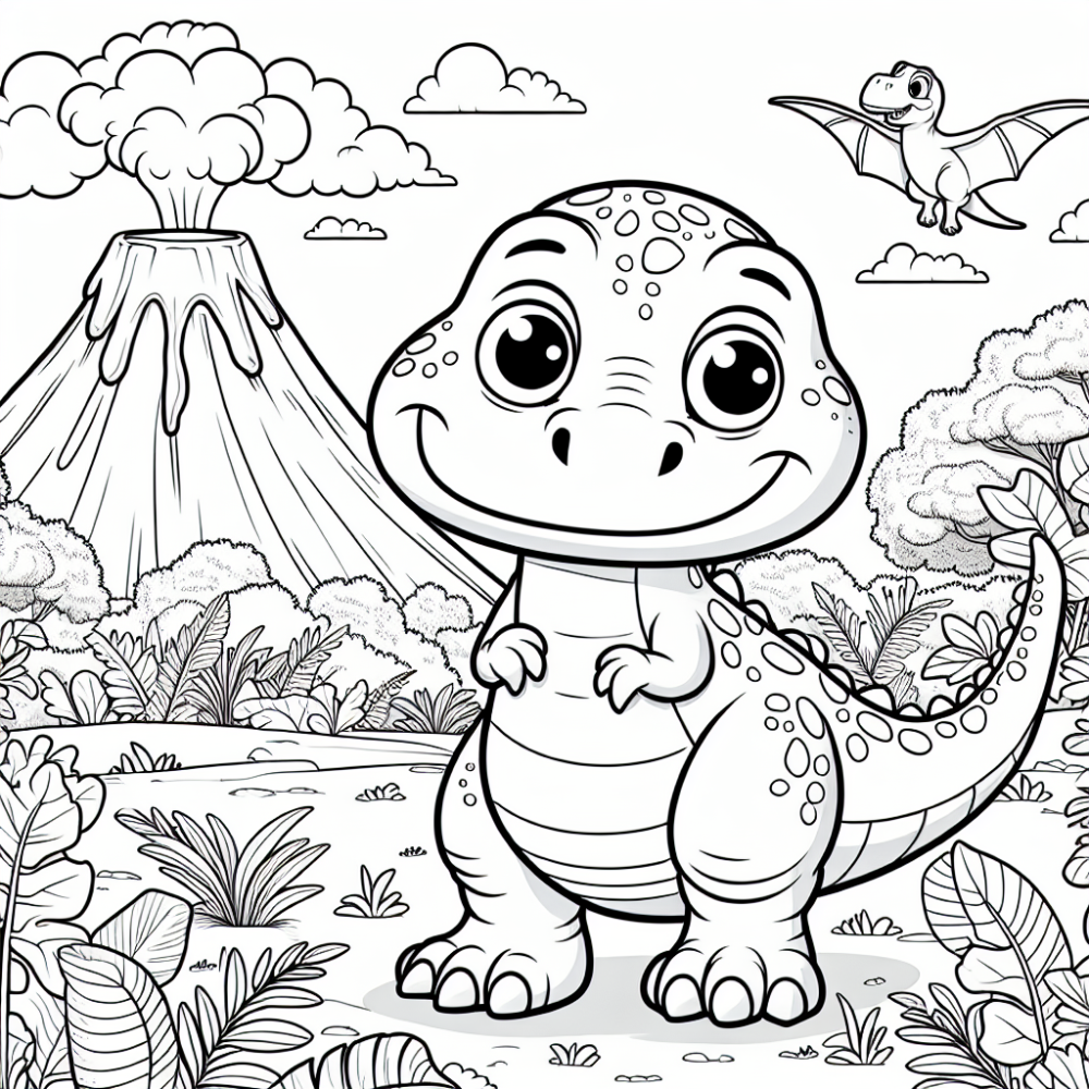 Coloring Page: Fun Dinosaur Color Page for Kids