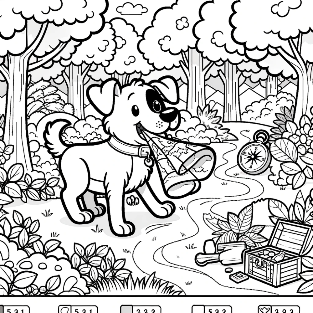 Coloring Page: Forest Adventure Dog - Fun Color Page for Kids