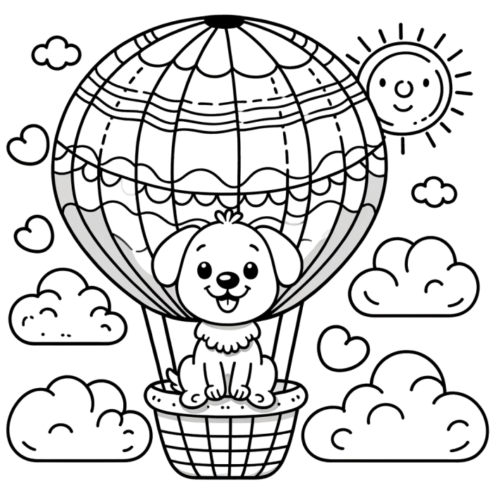 Coloring Page: Colorful Puppy Adventure - Free Color Page for Kids